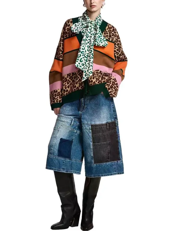 Essentiel Antwerp Leopard-pattern Print Colour-block Cardigan - Brown