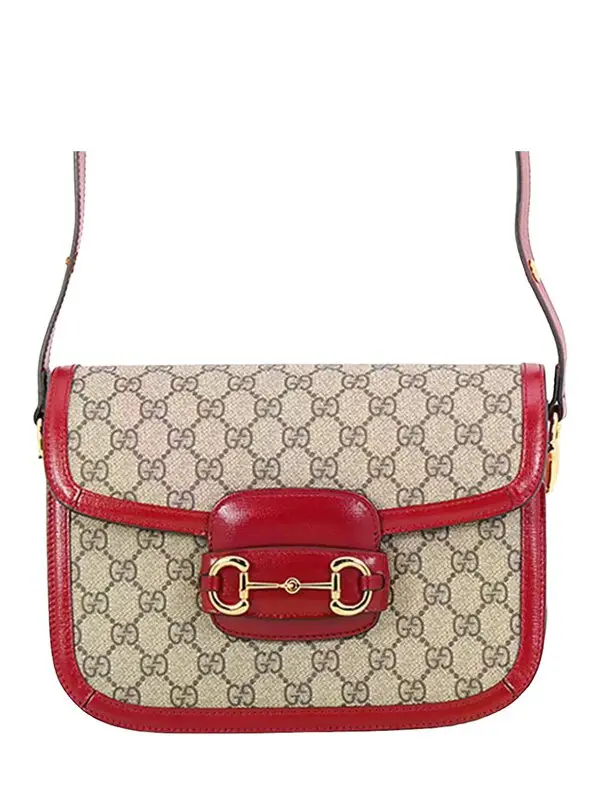 Gucci 2016-2026 Medium Gg Supreme Horsebit 1955 Shoulder Bag - Red