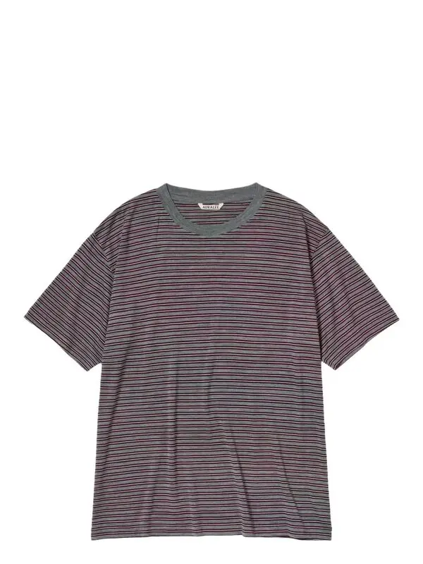 Auralee Striped Short-sleeve T-shirt - Grey