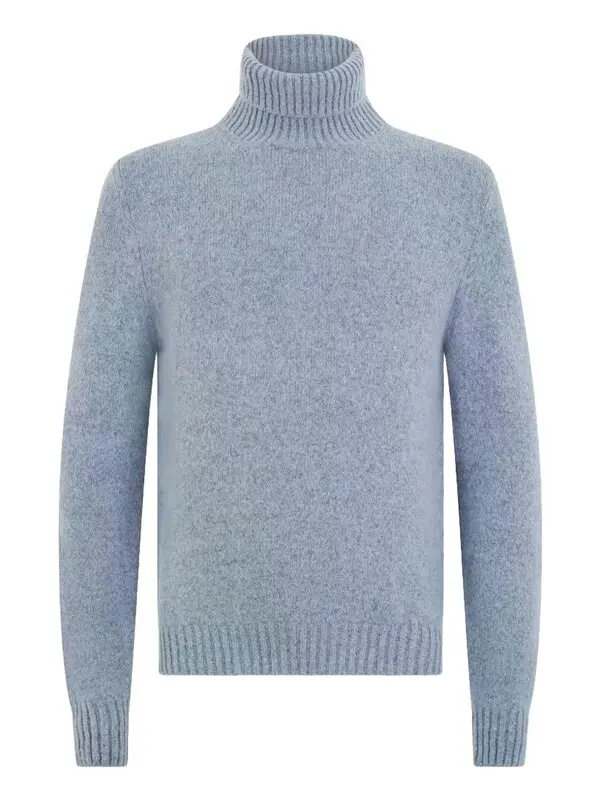 Fedeli High-neck Long-sleeve Sweater - Blue