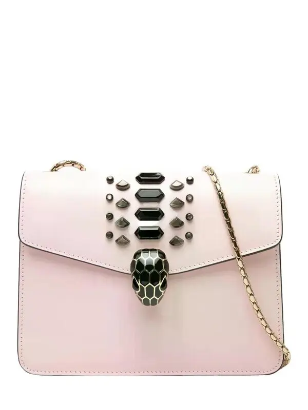 BVLGARI 2012 Embellished Calfskin Serpenti Forever Crossbody Bag - Pink
