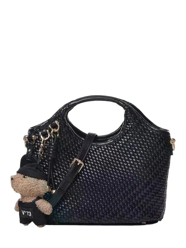 V°73 Zelda Woven-effect Shoulder Bag - Black