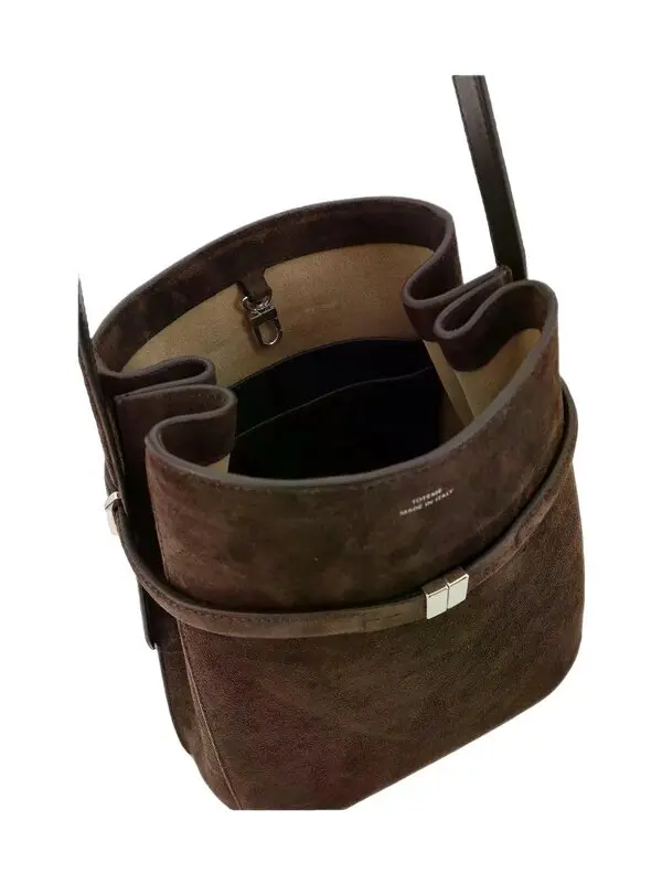 TOTEME Belted Suede Shoulder Bag - Brown