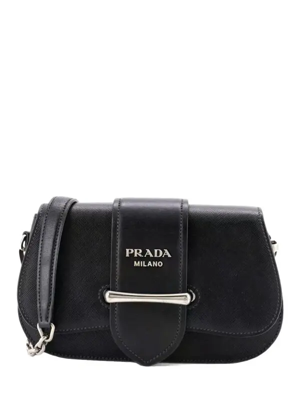 Prada Sidonie City Calf With Saffiano Mini Shoulder Bag - Black