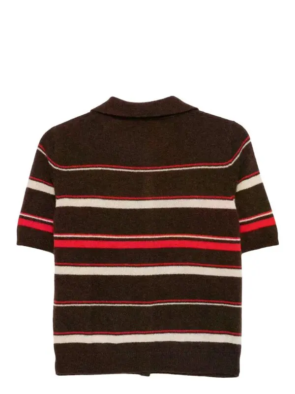 ROBERTO COLLINA Striped Short-sleeved Shirt - Brown