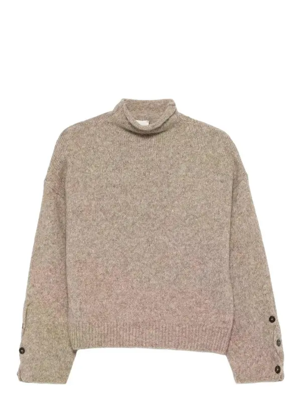 ALYSI Button-cuff Turtleneck Sweater - Brown