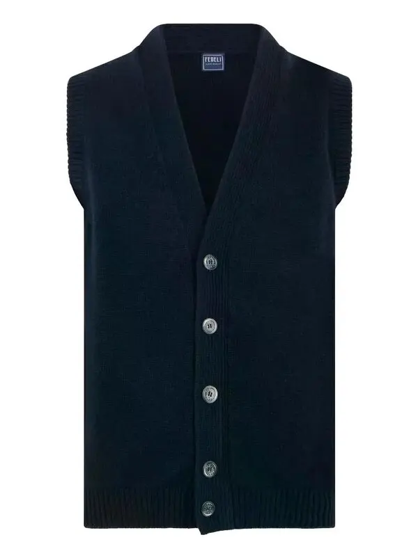 Fedeli Sleeveless Cashmere Cardigan - Blue