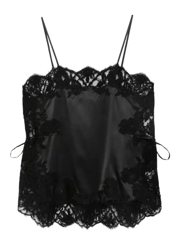 Dolce & Gabbana Lace-trim Silk Camisole Top - Black