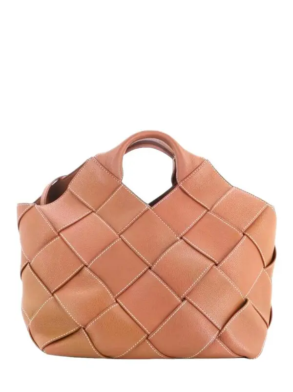 Loewe Woven Basket Bag Leather Small Tote Bag - Brown