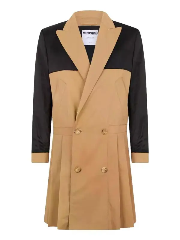 Moschino Double-breasted Pleated-design Coat - Neutrals
