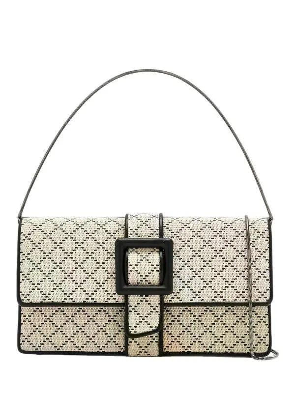 Manolo Blahnik Maycap Buckle-detail Raffia Clutch Bag - Neutrals