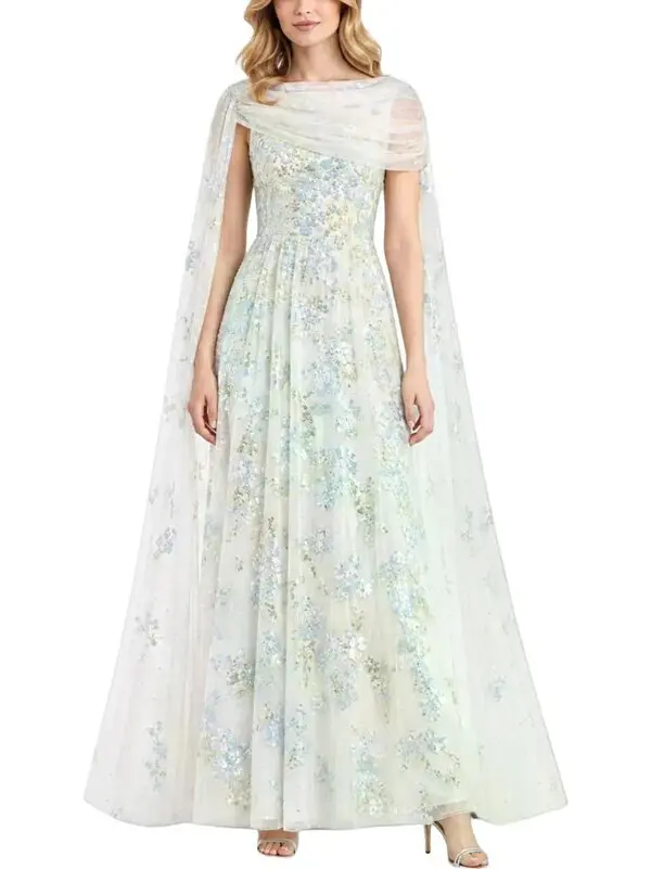 NEEDLE & THREAD Wisteria Sequin Embellished Maxi Gown - White
