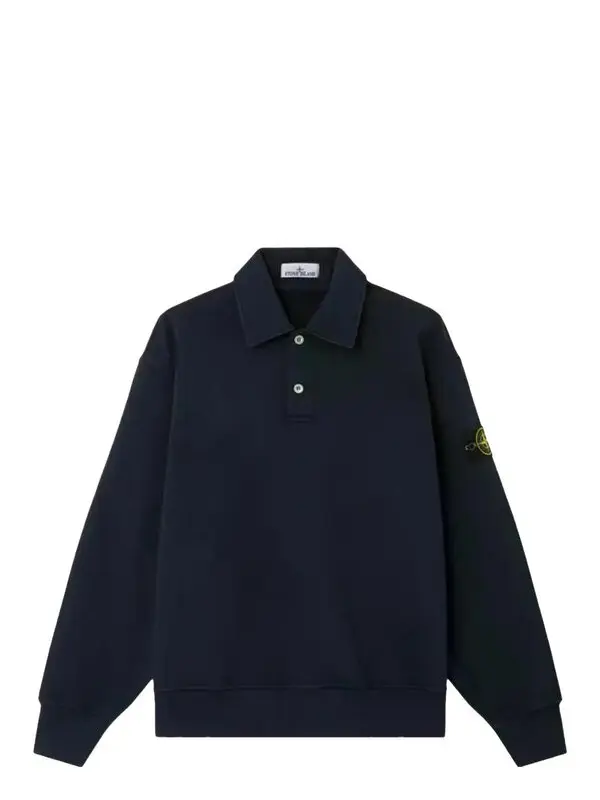 Stone Island 6100054 Tubular Cotton Fleece Polo Shirt - Blue
