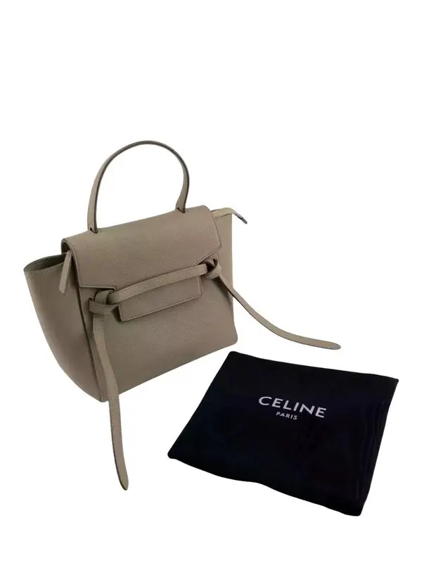 Celine 2014 Nano Grained Calfskin Belt Bag Satchel - Neutrals