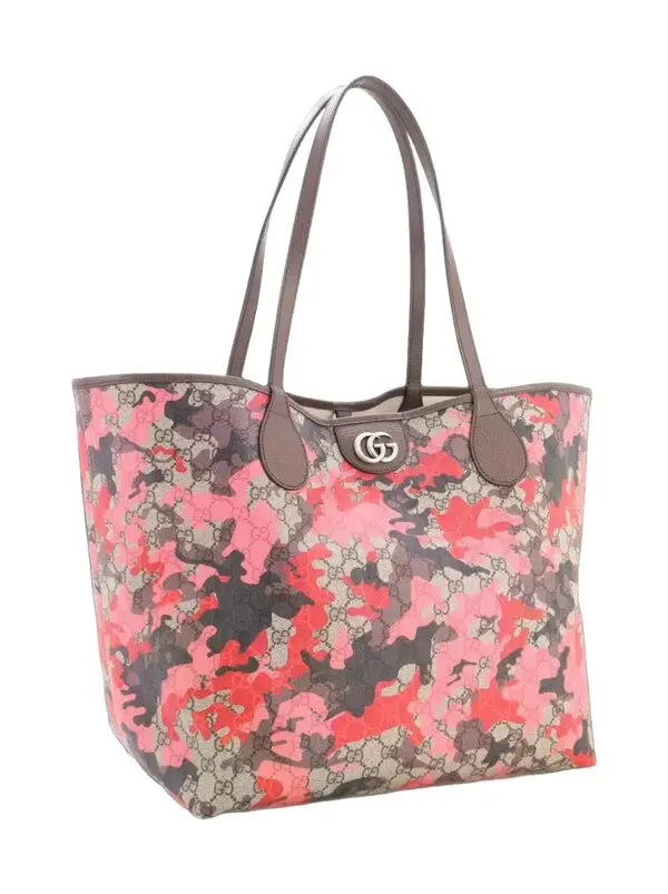 Gucci Gg Open Gg Camouflage Coated Canvas Large Tote Bag - Brown