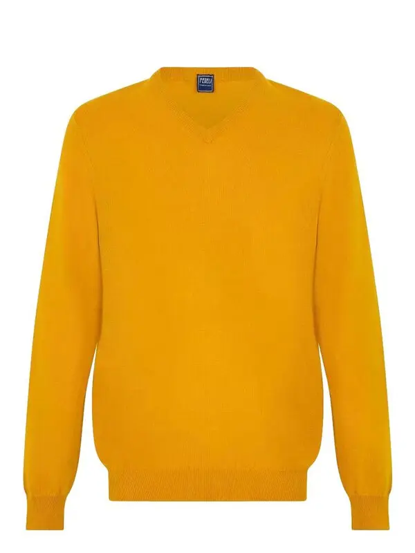 Fedeli V-neck Cashmere Sweater - Yellow
