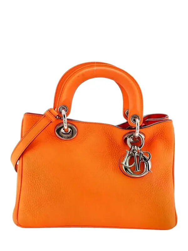 Dior Diorissimo Tote Pebbled Leather Mini Shoulder Bag - Orange