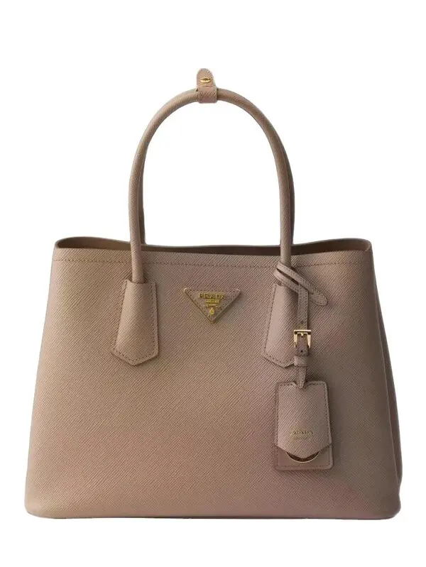 Prada Double Medium Saffiano Leather Bag - Neutrals