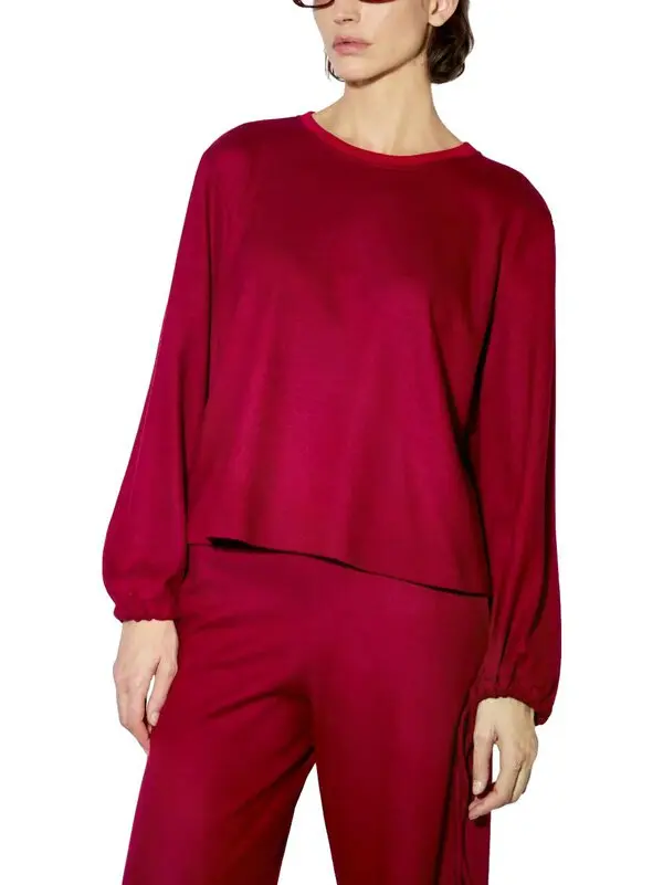Liviana Conti Elasticated-cuff Long-sleeve Sweater - Red