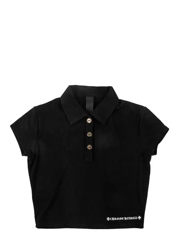 Chrome Hearts Embroidered Cropped Polo Shirt - Black