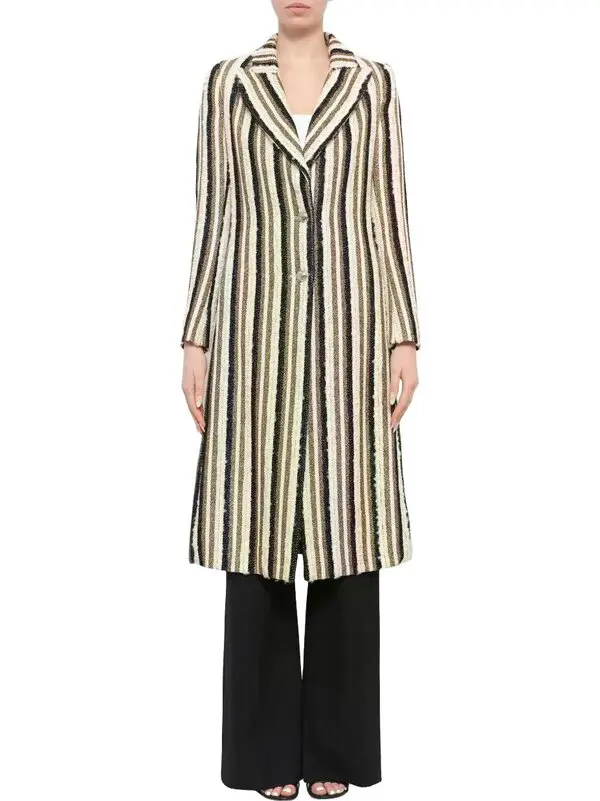 LANVIN Stripe-print Coat - Neutrals