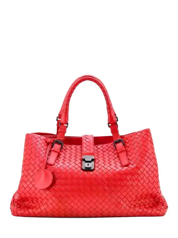 Bottega Veneta Roma Bag Intrecciato Nappa Medium Tote Bag - Red