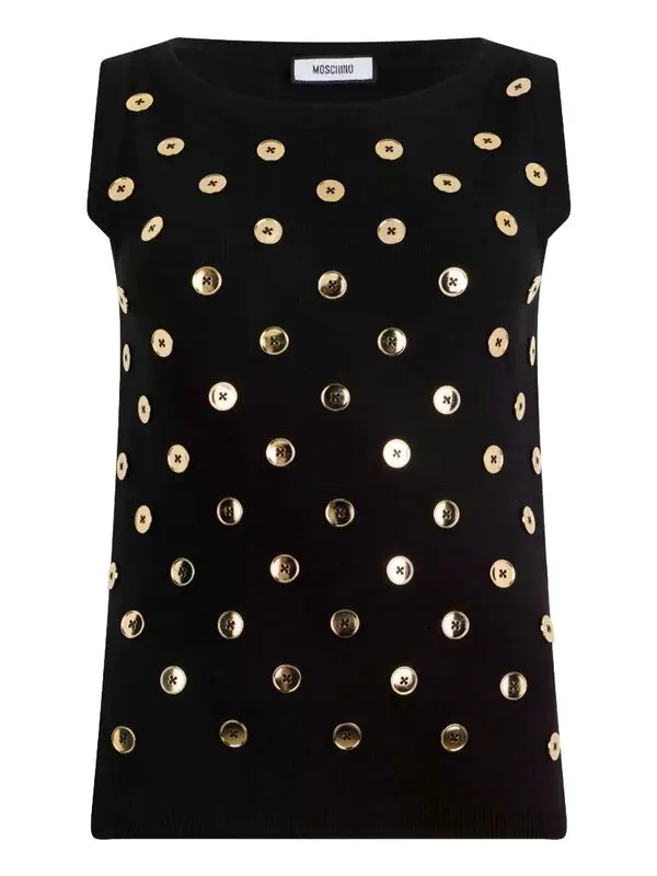 Moschino Button-embellished Tank Top - Black