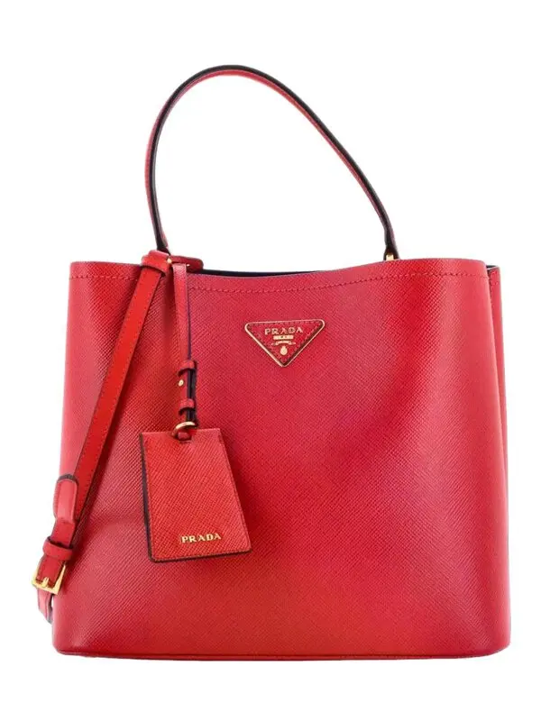 Prada Panier Saffiano Leather Large Bucket Bag - Red