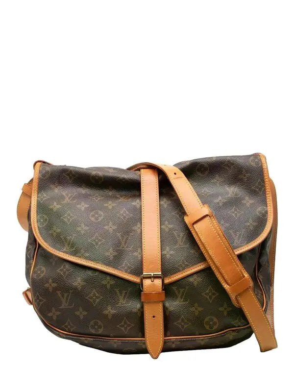LOUIS VUITTON 1991 Monogram Saumur 35 Crossbody Bag - Brown
