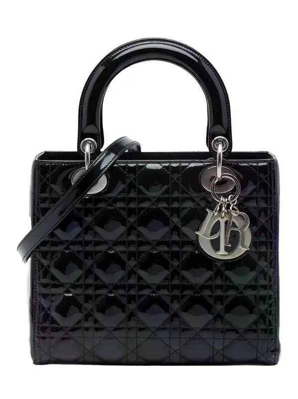 Dior 2011 Medium Patent Cannage Lady Satchel - Black