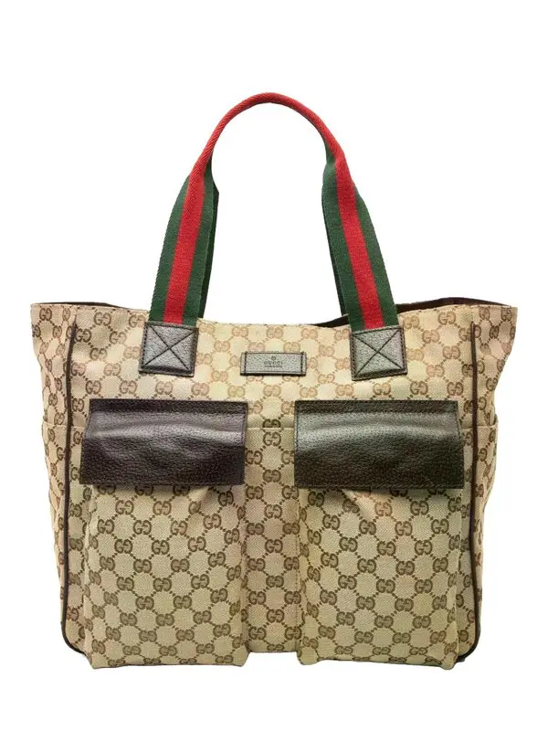 Gucci 2000-2015 Gg Canvas Web Double Pockets Tote Bag - Neutrals