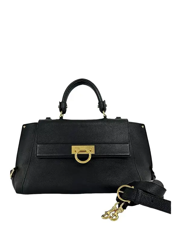 FERRAGAMO 2021 Gancini Satchel - Black