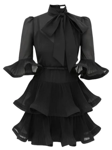 Zimmermann Pleated Sleeved Mini Dress - Black