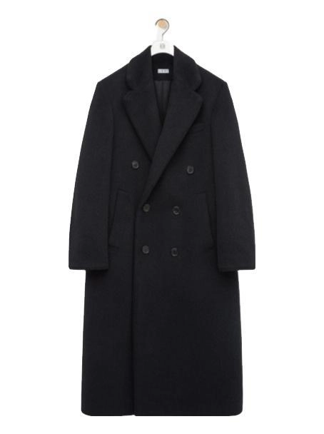 Loewe Double-breasted Coat In Wool Blend - Black