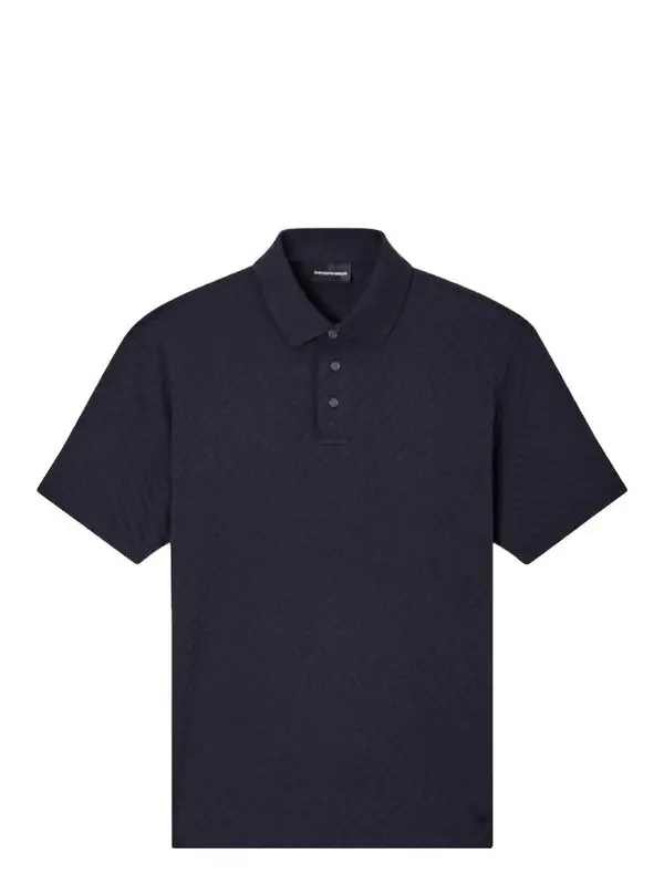 Emporio Armani Textured Knit Polo Shirt - Black