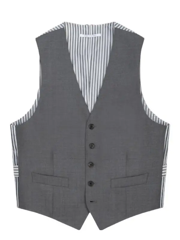 Thom Browne Super 120's Twill 5-button Vest - Medium Gray