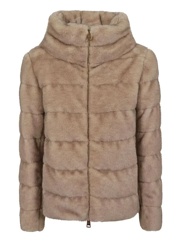 Herno Quilted High-neck Down Jacket - Nude