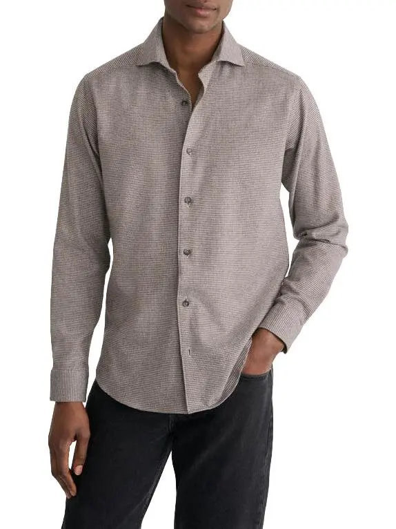 Eton Houndstooth Check Flannel Shirt - Medium Grey