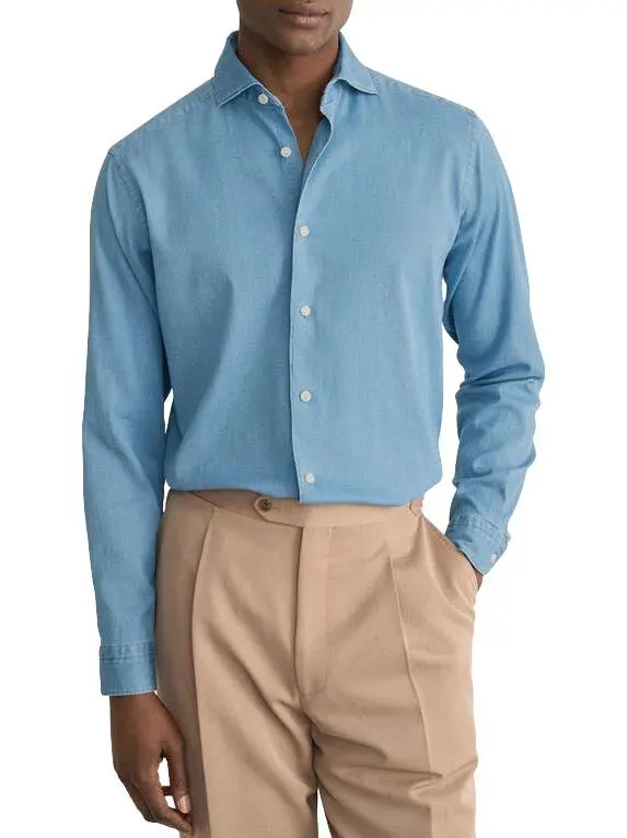 Eton Stretch Denim Shirt - Medium Blue
