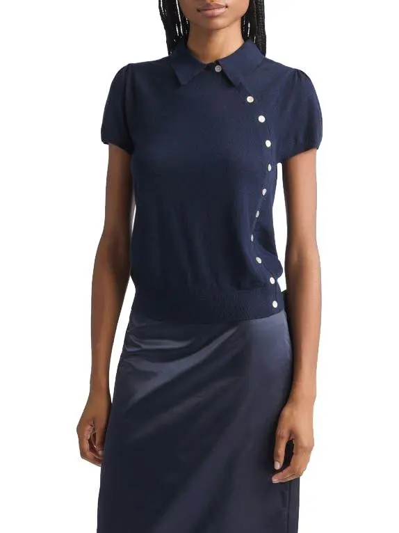 Sandy Liang Birdie Merino Wool Sweater - Navy