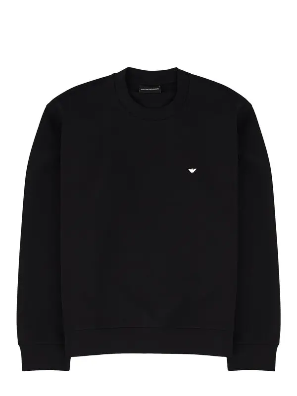Emporio Armani Felpa Con Logo In Double Jersey - Black