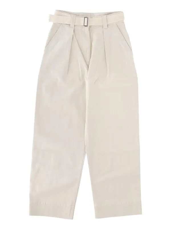 MARGARET HOWELL High-waist Pleated Wide-leg Trousers With Belt - White