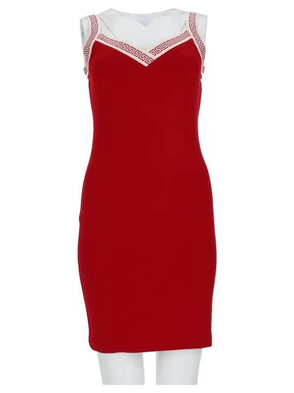 Versace Stretch Cotton Mini Dress - Red