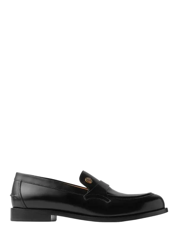 Versace Leather Flat Shoes - Black