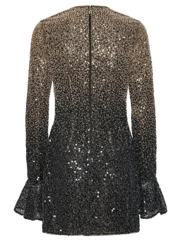ROTATE BY BIRGER CHRISTENSEN Long Sleeve Sequin Mini Dress - Grey