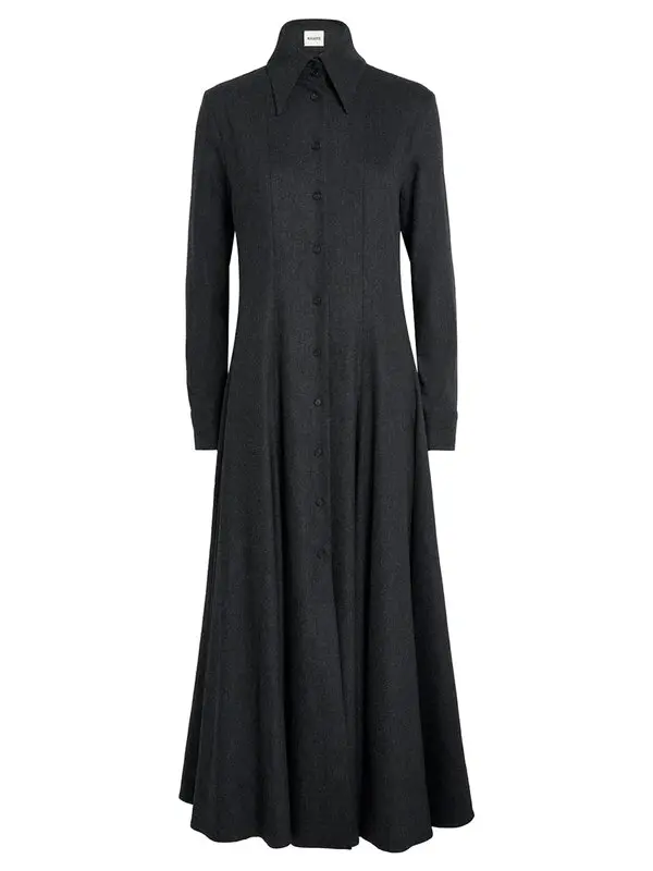 Khaite Virgin Wool-cashmere Blend Ricky Shirt Dress - Grey