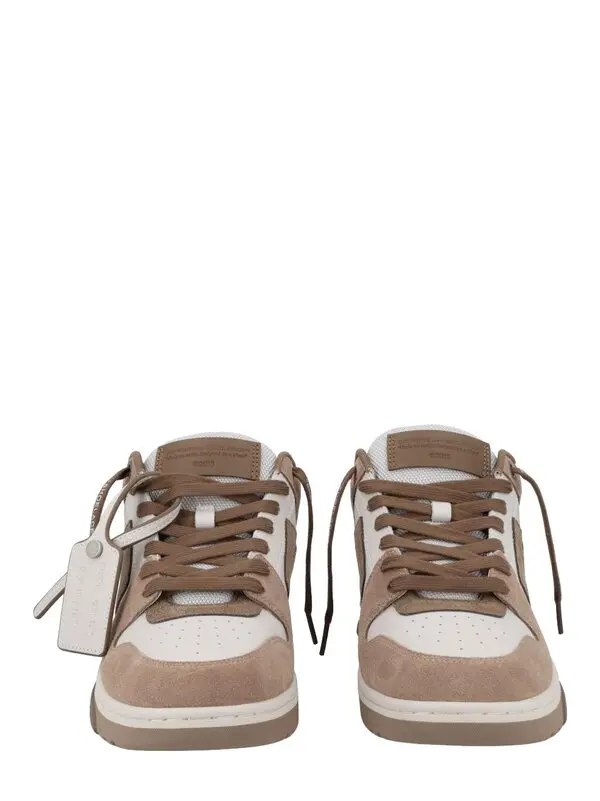 Off-White Low-top Leather And Suede Sneakers - Beige