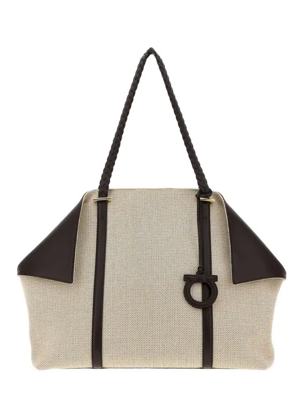 FERRAGAMO Fabric Scarf-style Shopping Handbag, 40 X 31 X 18 Cm With 25 Cm Handle Height - Multicoloured