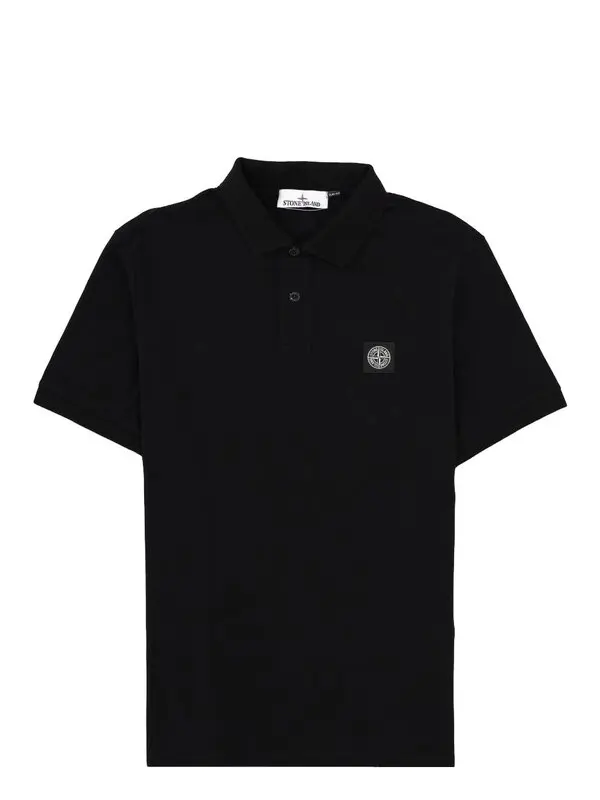 Stone Island Cotton Stretch Short-sleeve Polo Shirt - Black