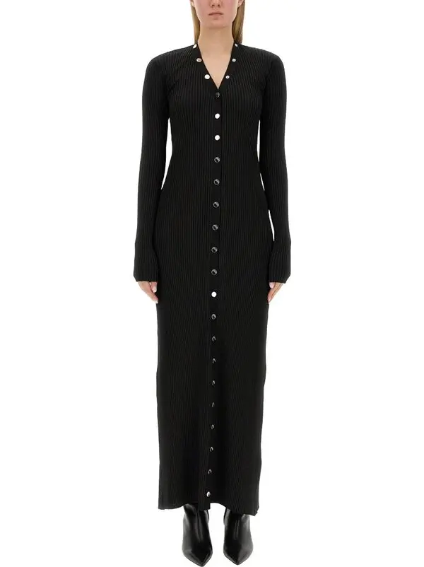 Attico Ribbed-knit Cardigan Dress - Black